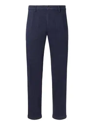 Canali Straight-leg Cotton-blend Twill Trousers - Blue