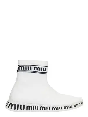 Miu Miu Logo Pull-on High Top - White