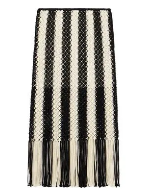 Zimmermann Wanderlust Striped Macramé Maxi Skirt - Black