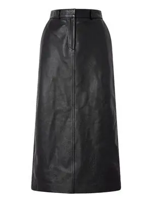 TOTEME Textured-leather Maxi Skirt - Black