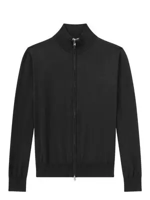 Canali Slim-fit Cotton Zip-up Sweater - Black