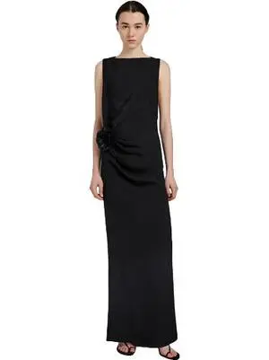 Proenza Schouler Indria Sleeveless Dress With Leather Flower - Black