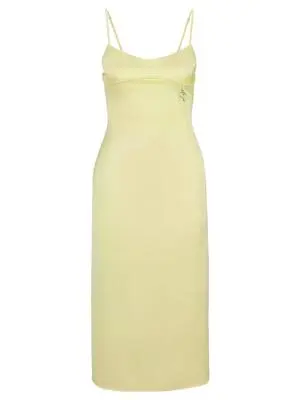 Hugo Logo-charm Satin Midi Dress - Yellow