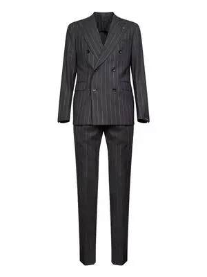 Tagliatore Double-breasted Pinstriped Suit - Grey