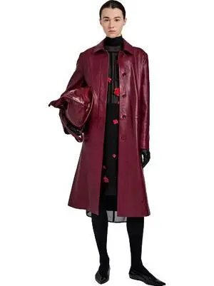 Proenza Schouler Nissi Leather Trench Coat - Burgundy