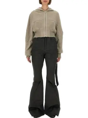 Rick Owens Cropped Zip Up Sweatshirt - Grey