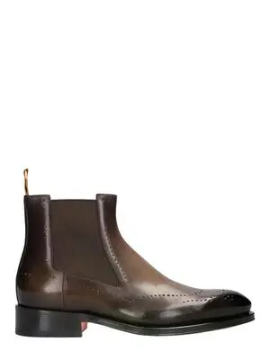 Santoni Brogue-detailed Chelsea Boots - Brown