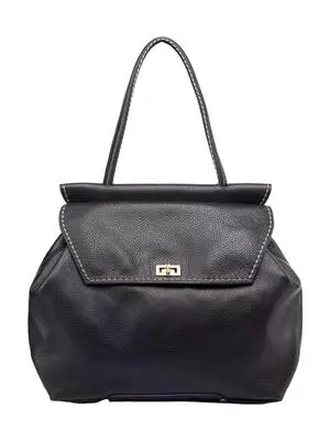 VISONA` Turn-lock Shoulder Bag - Black