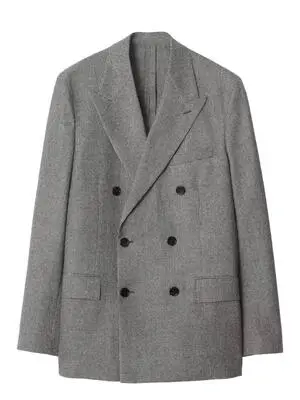 Burberry Puppytooth Check Double-breasted Jacket - Grey