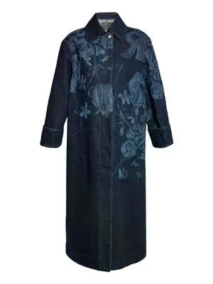 Erdem Floral-print Coat - Blue
