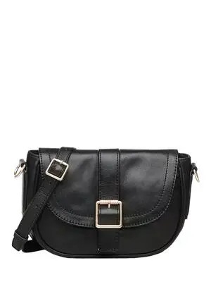 BIASIA Buckle Strap Shoulder Bag - Black