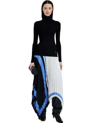 Proenza Schouler Pleated Asymmetric Hem Skirt - White Multi
