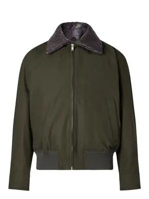 Bottega Veneta Intrecciato Leather-trimmed Cotton-twill Blouson Jacket - Green