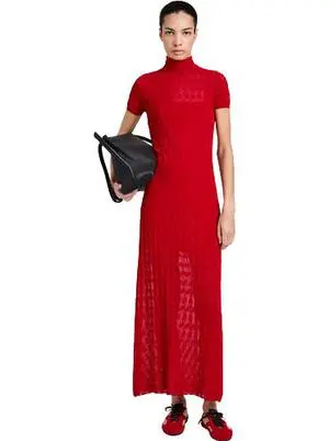 Proenza Schouler Zein Geo Textured Knit Dress - Vermillion
