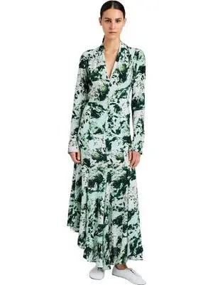 Proenza Schouler Printed Silk Viscose Joelle Skirt - Dark Green Multi