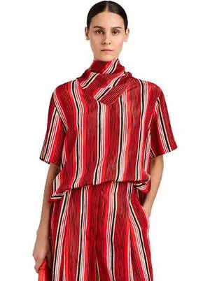 Proenza Schouler Amira Striped Top - Vermillion Multi