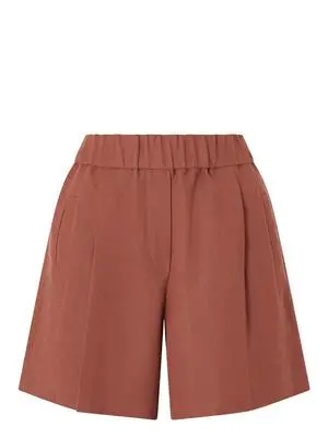 Brunello Cucinelli Pleated Twill Straight-leg Shorts - Red