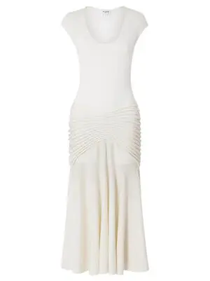 Alaïa Ruched Wool Maxi Dress - White