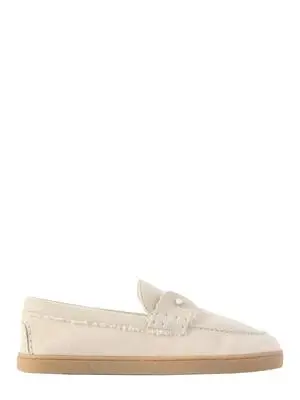 CHRISTIAN LOUBOUTIN Chambeliboat Shearling-lined Suede Loafers - Cream