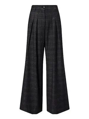 ME+EM Double-pleated Wide-leg Wool-blend Trousers - Charcoal