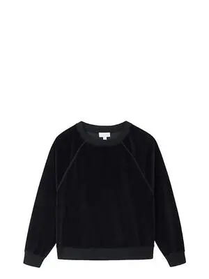 THE WHITE COMPANY Relaxed-fit Velour Cotton-blend Sweatshirt - Black
