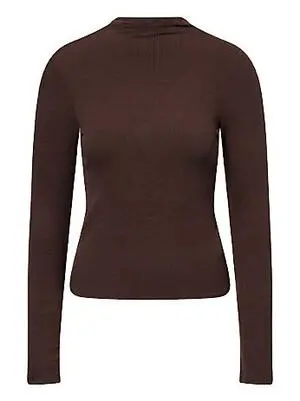Paige Henrietta Mock-neck Modal-blend Top - Dark Chocolate