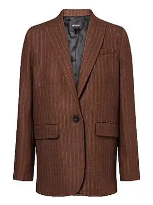 ME+EM Pinstripe Wool-blend Blazer - Toffee