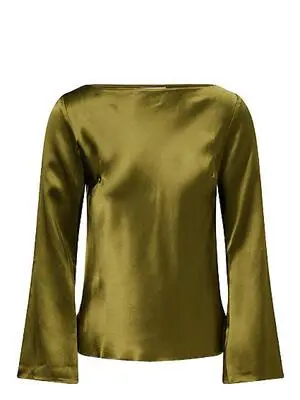 REFORMATION Marlow Silk Top - Moss Garden