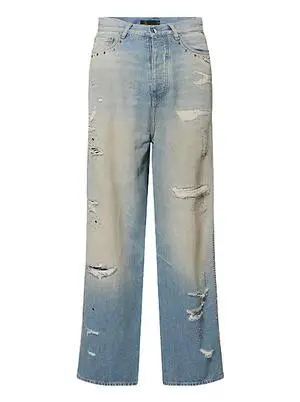 Amiri Bones-studded Baggy-fit Denim Jeans - Blue