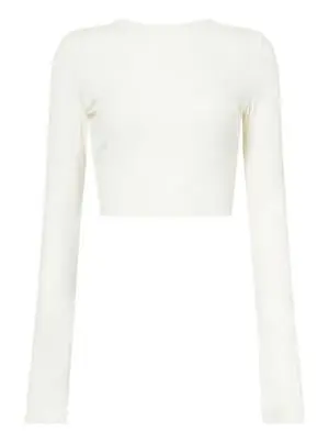 Monday Swimwear Hayworth Long-sleeved Stretch-woven Top - Ivory Lightweight Rib