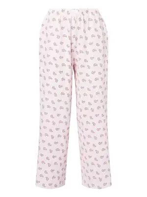 TALA Wide-leg Stretch-cotton Trousers - Ballet Pink Printed