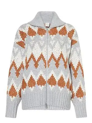 Varley Jacquard Knitted Jacket - Grey Melange