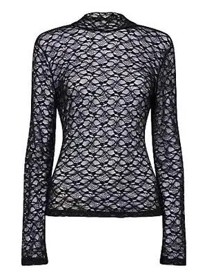 REFORMATION Nell Mesh Knit Top - Black Lace