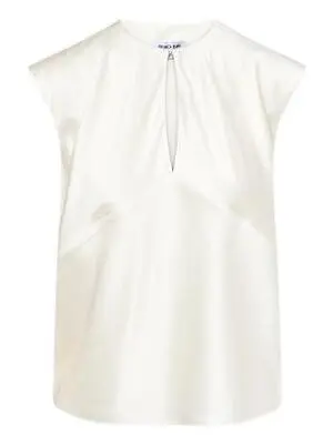 Veronica Beard Sparrow Keyhole-neck Silk-blend Top - Dove