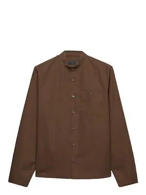 Prada Band-collar Slim-fit Woven Shirt - Brown