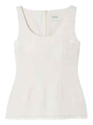Posse Effi Crocheted Lace-trimmed Linen Tank - Cream