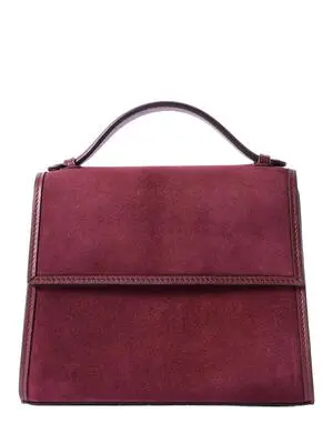 HUNTING SEASON Leather-trimmed Suede Tote - Burgundy