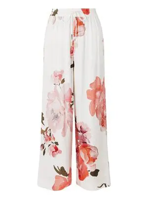 Aje Floral-print Linen-blend Wide-leg Pants - Multi
