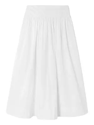 Posse Rue Pleated Cotton-poplin Midi Skirt - White