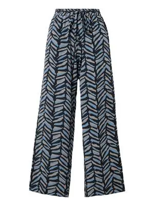 Matteau Printed Silk Crepe De Chine Straight-leg Pants - Multi