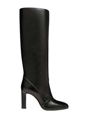 Santoni Andy Leather Stiletto Knee Boots - Black