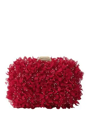 JIMMY CHOO Embellished Satin Clutch - Red