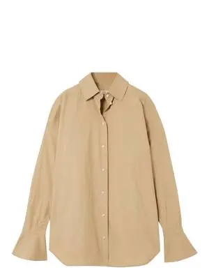 Ossou Haze Oversized Cotton-Poplin Shirt Beige