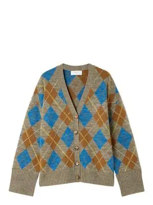 LA LIGNE Hamish Argyle Wool And Cashmere-blend Cardigan - Multi