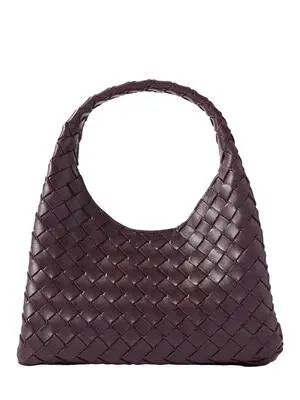 Bottega Veneta Intrecciato Leather Shoulder Bag - Burgundy