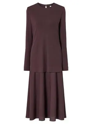 JIL SANDER Layered Jersey Maxi Dress - Brown