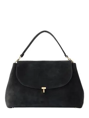 TOTEME T-lock Suede Shoulder Bag - Black