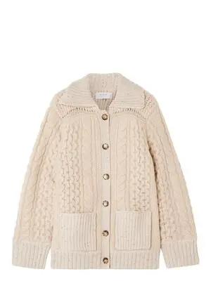 LA LIGNE Nuage Cable-knit Merino Wool And Cashmere-blend Cardigan - Neutrals