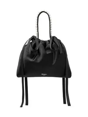 JIMMY CHOO Drawstring Mini Top Handle Shoulder Bag - Black