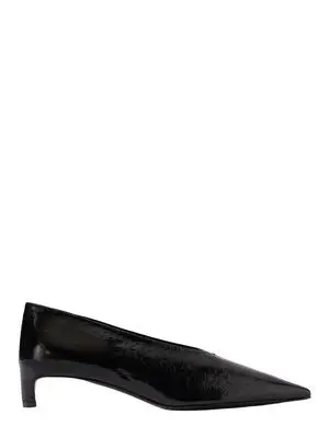JIL SANDER Crinkled Patent-leather Pumps - Black